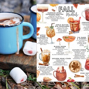 Printable Fall Mocktail List | Autumnal Non-alcoholic Drink Recipes - Etsy
