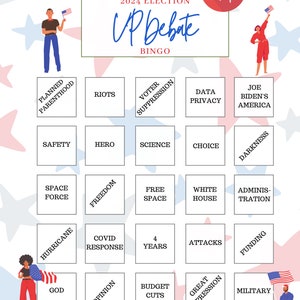 2024 Vice Presidential Debate Printable BINGO Pack of 6 | Election ...