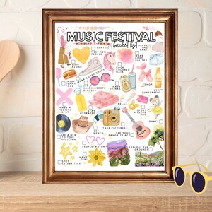 Printable Music Festival Bucket List | Music Festival Checklist - Etsy