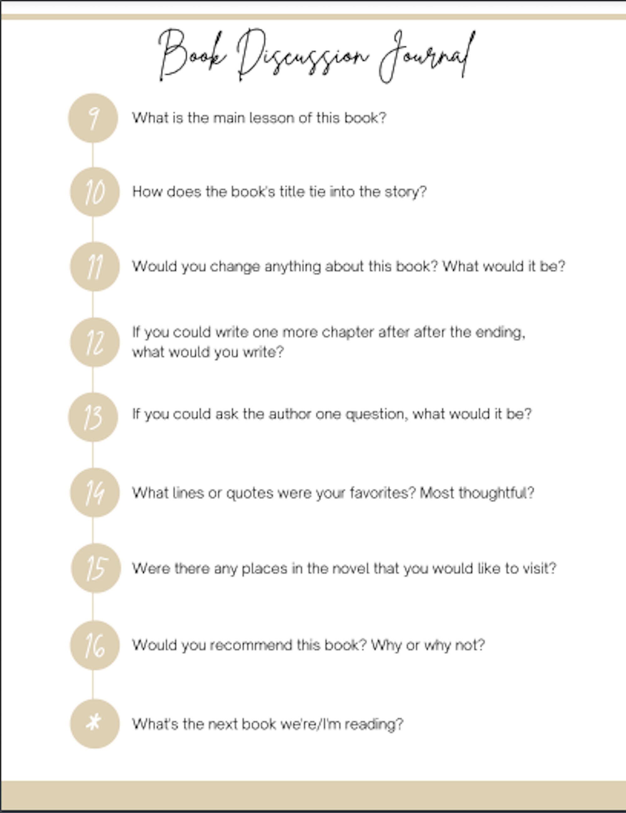 Book Club Discussion Journal Printable Tan Dots - Etsy
