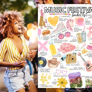 Printable Music Festival Bucket List | Music Festival Checklist - Etsy