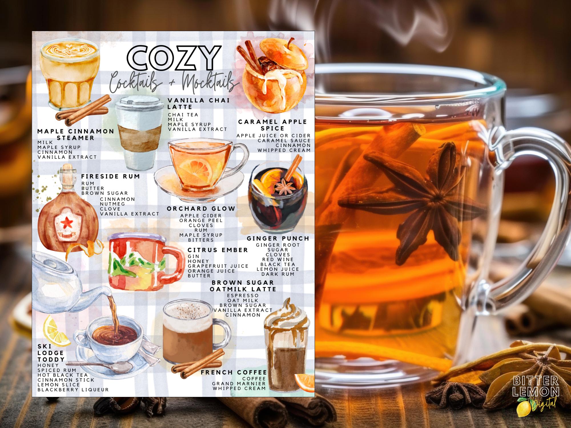 Printable Cozy Cocktail and Mocktail List | Hot Drink Recipes for Fall ...