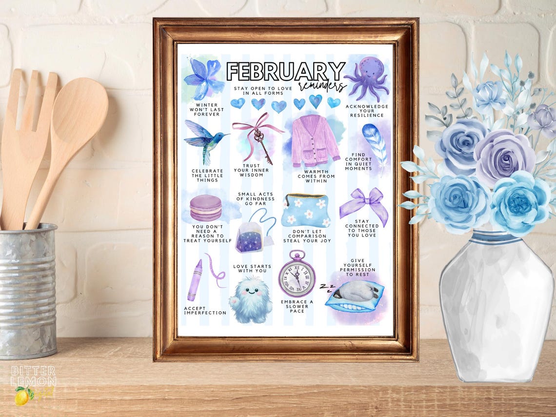 Printable February Reminders List | February Affirmations - Etsy