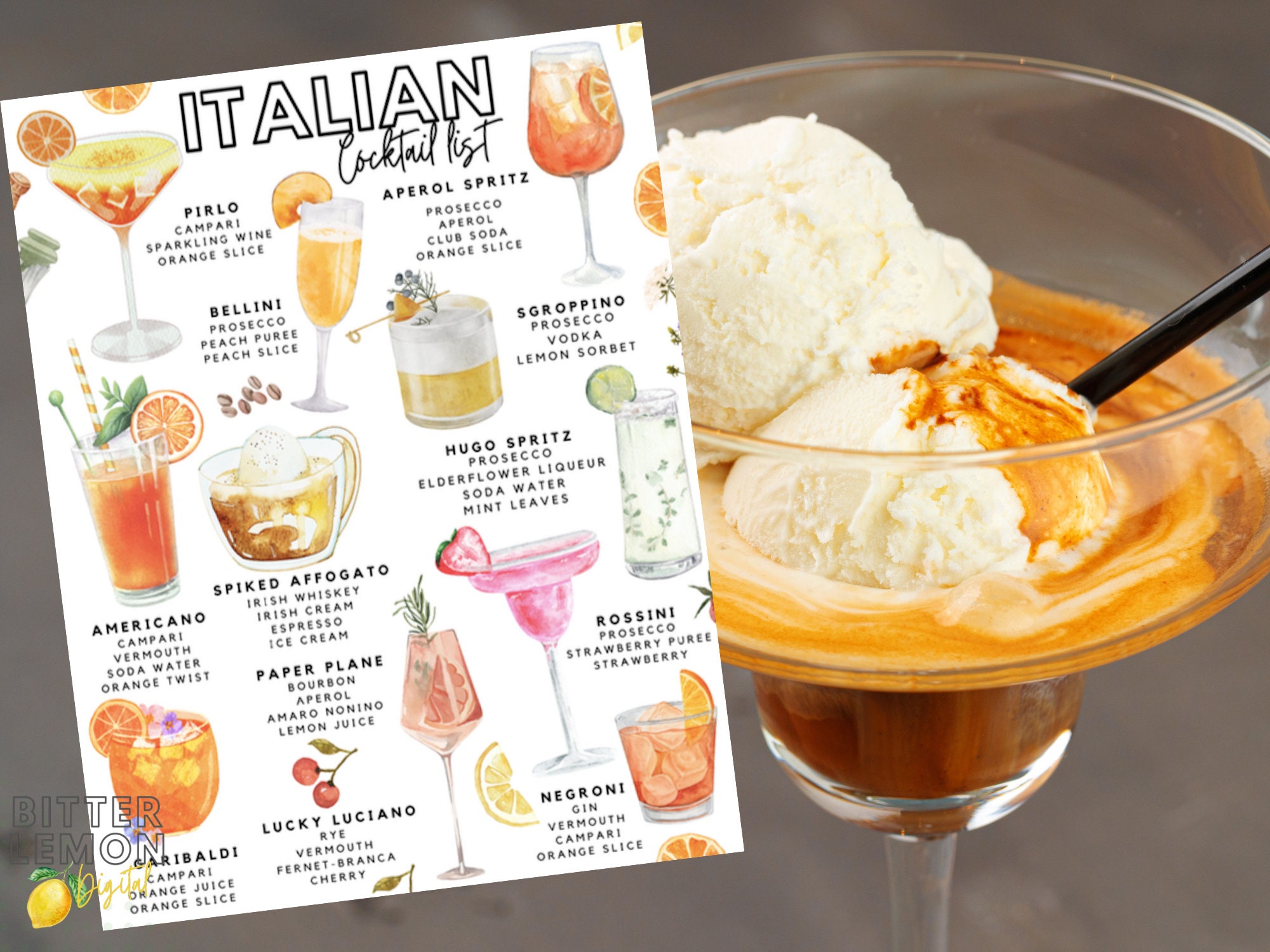 Printable Italian Cocktail List | Italian Drink Recipes - Etsy