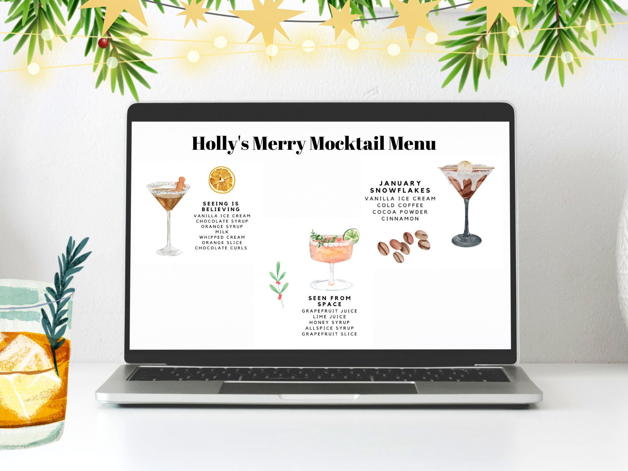 Printable Holiday Mocktail List Christmas Mocktail Recipes - Etsy