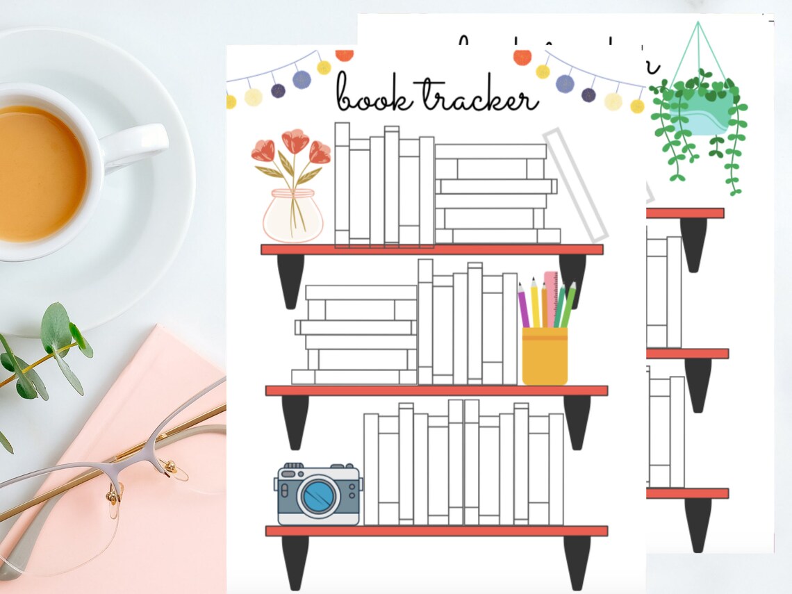 Book Tracker Journal Pages Bookshelf | Etsy
