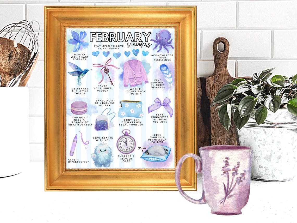 Printable February Reminders List | February Affirmations - Etsy