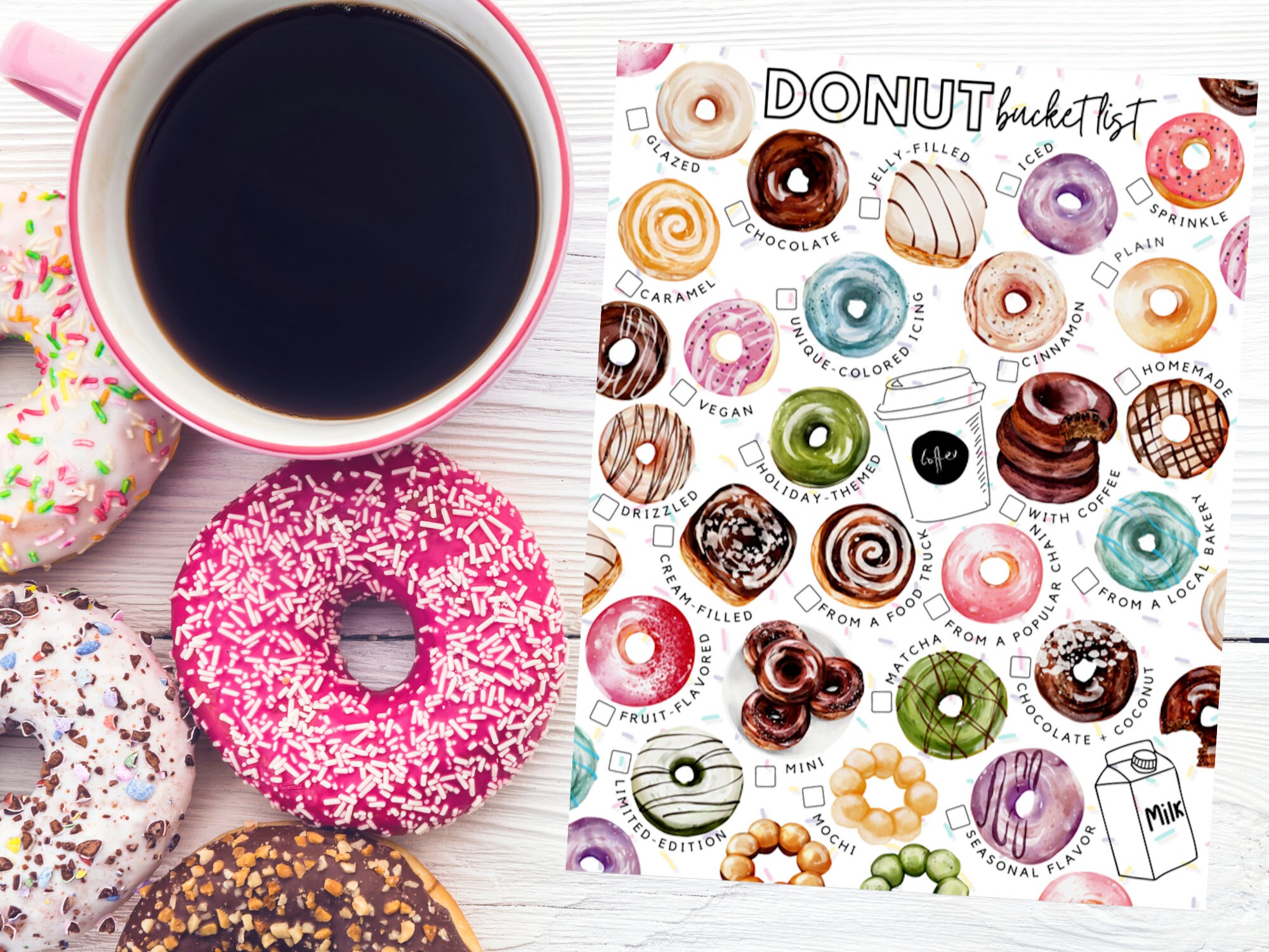 Printable Donut Bucket List | Donuts To-eat List - Etsy
