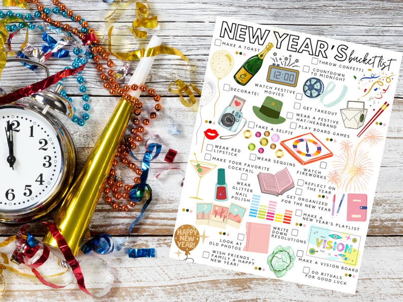 New Year's Bucket List Printable: Holiday Activity To-do (PDF) - Etsy