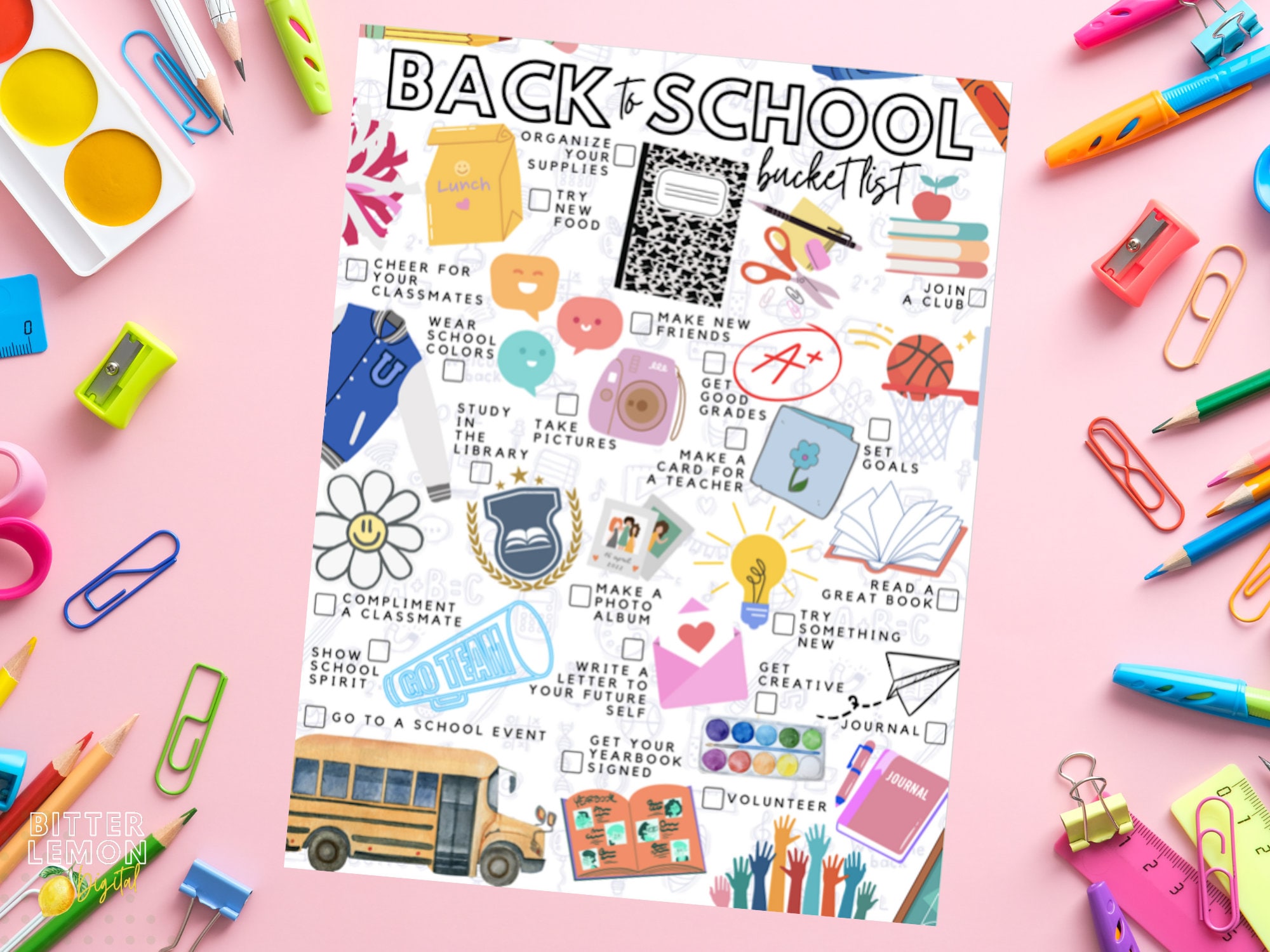 Printable Back-to-school Bucket List New School Year - Etsy