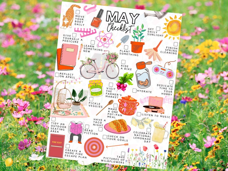 Printable May Checklist May Bucket List - Etsy