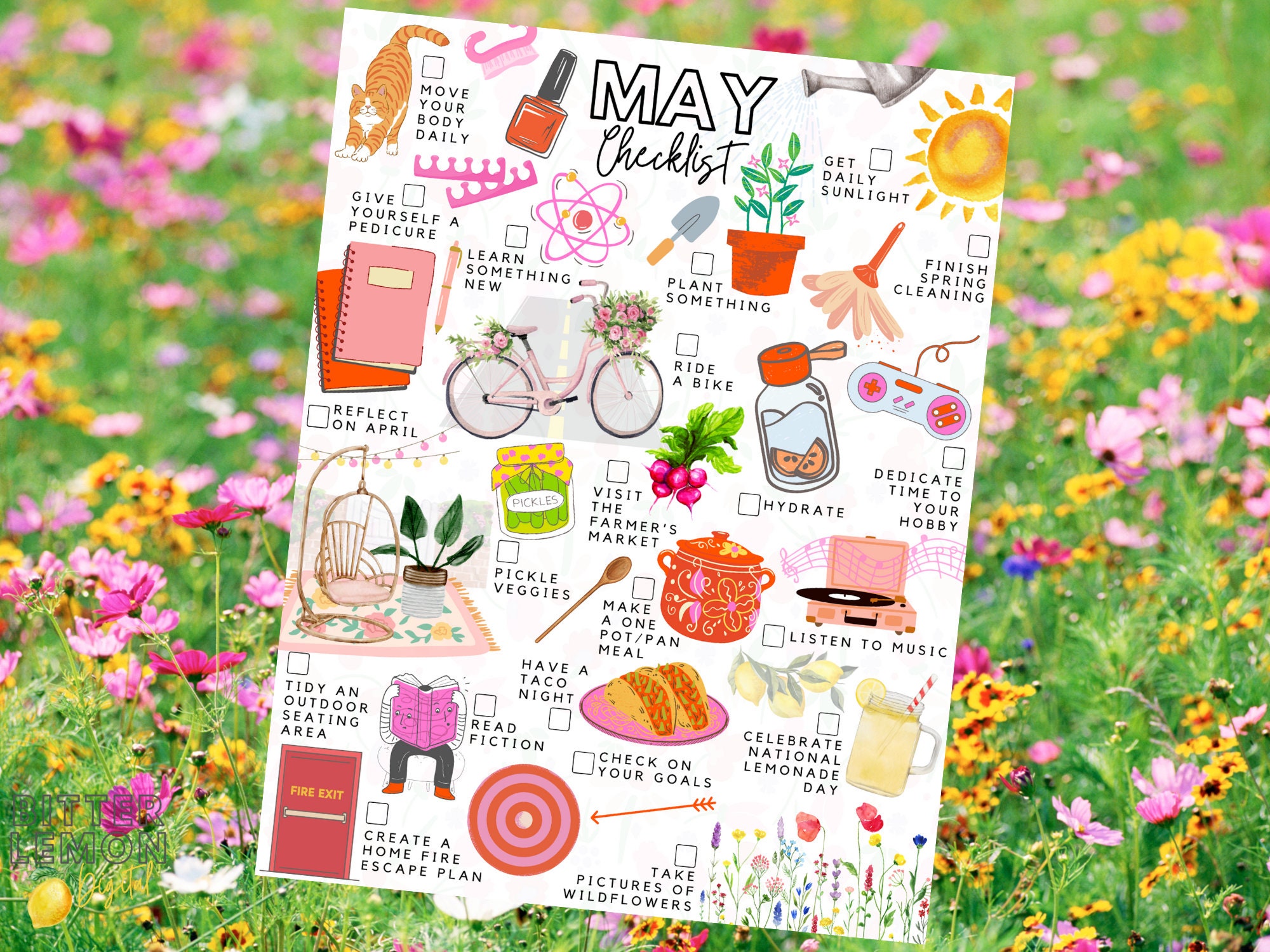 Printable May Checklist May Bucket List - Etsy