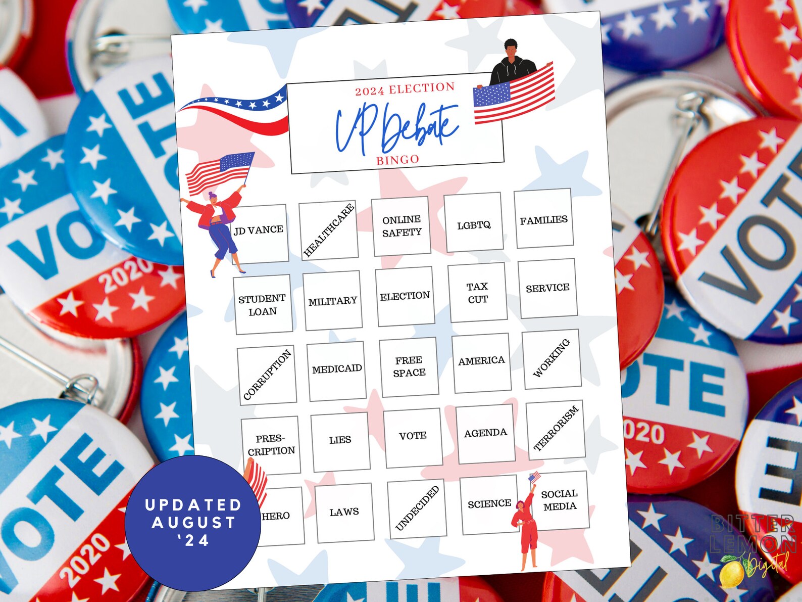 2024 Vice Presidential Debate Printable BINGO Pack of 6 | Election ...