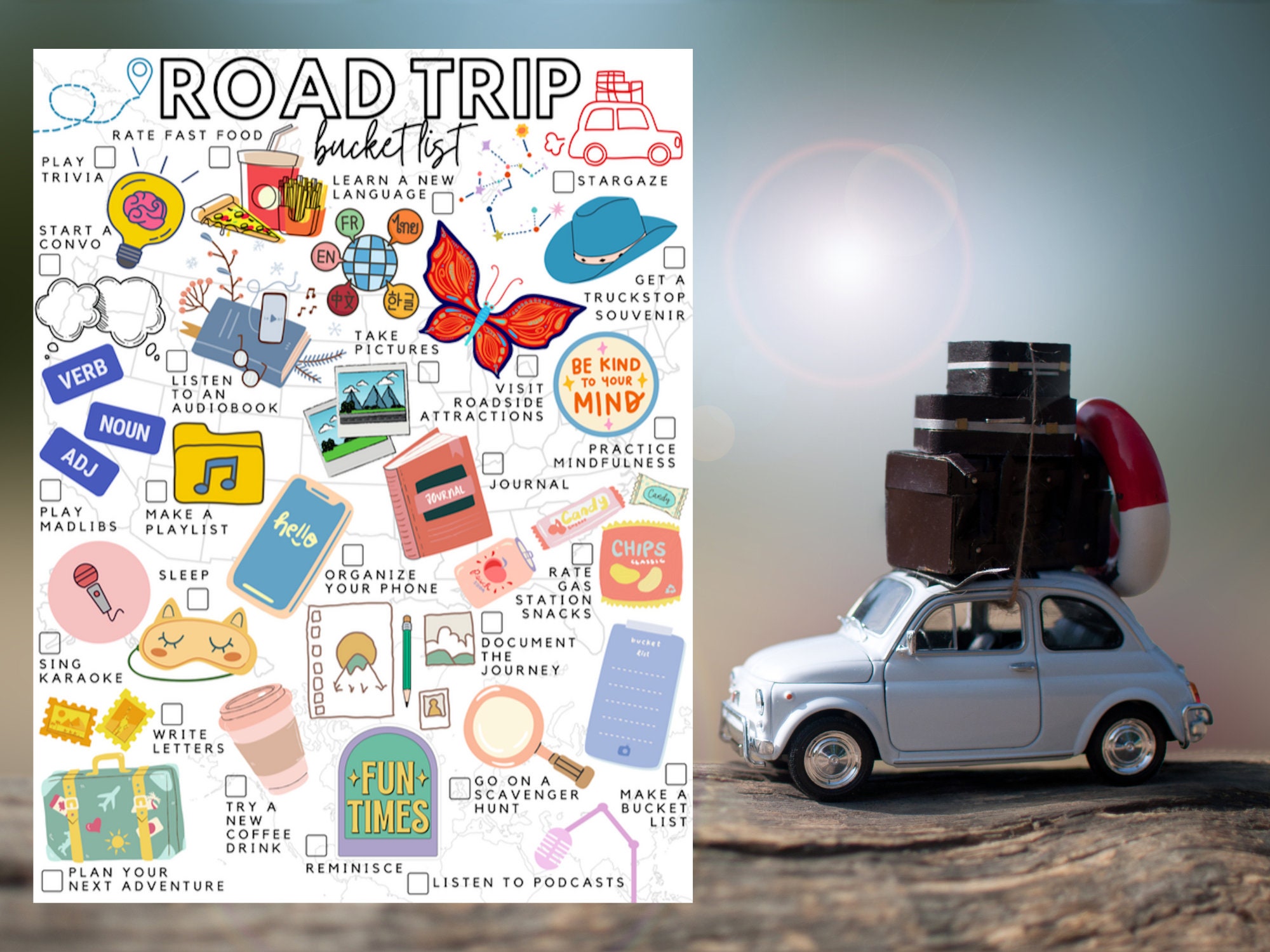 Printable Road Trip Bucket List Road Trip To-do List - Etsy