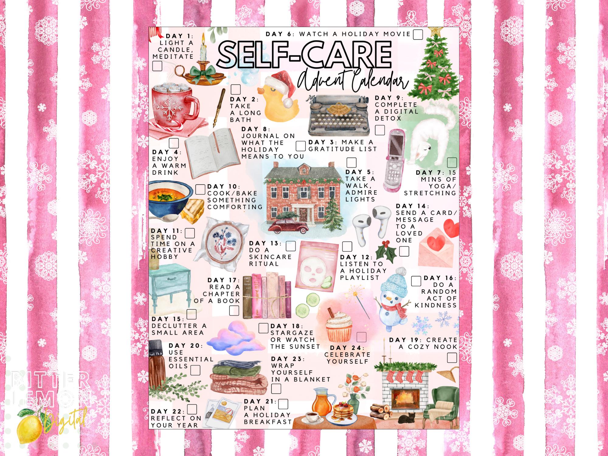 Printable Self-care Advent Calendar | Holiday Self-love To-do List - Etsy