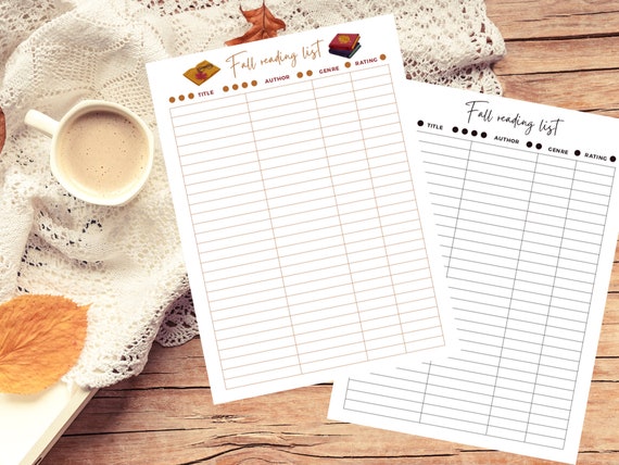 Fall Reading Tracker Printable Fall Reading Log - Etsy