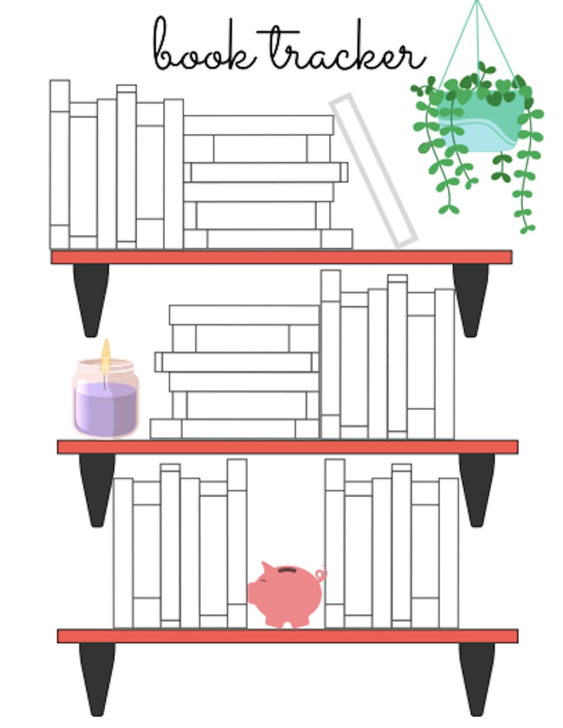 Book Tracker Journal Pages Bookshelf | Etsy