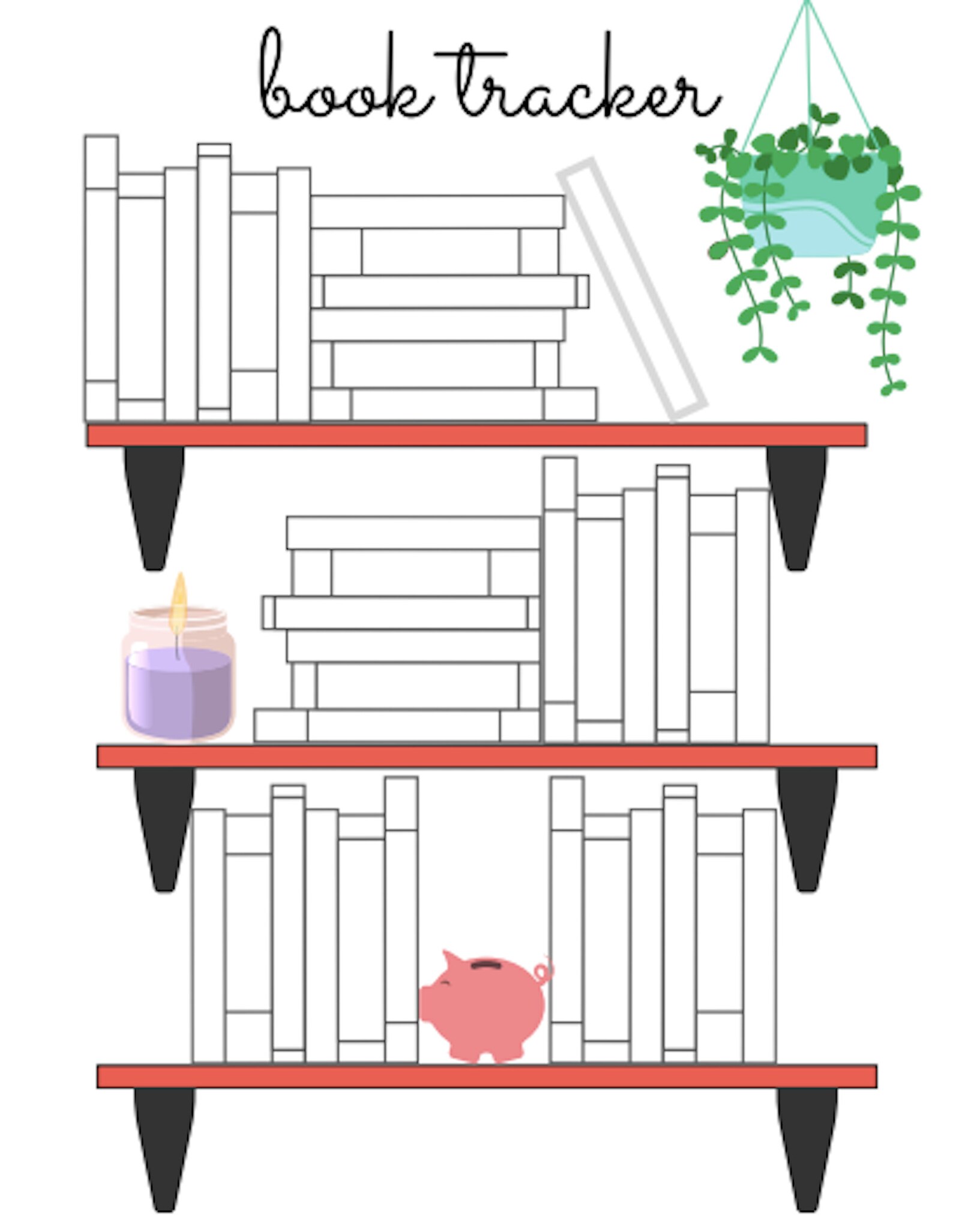Book Tracker Journal Pages Bookshelf | Etsy
