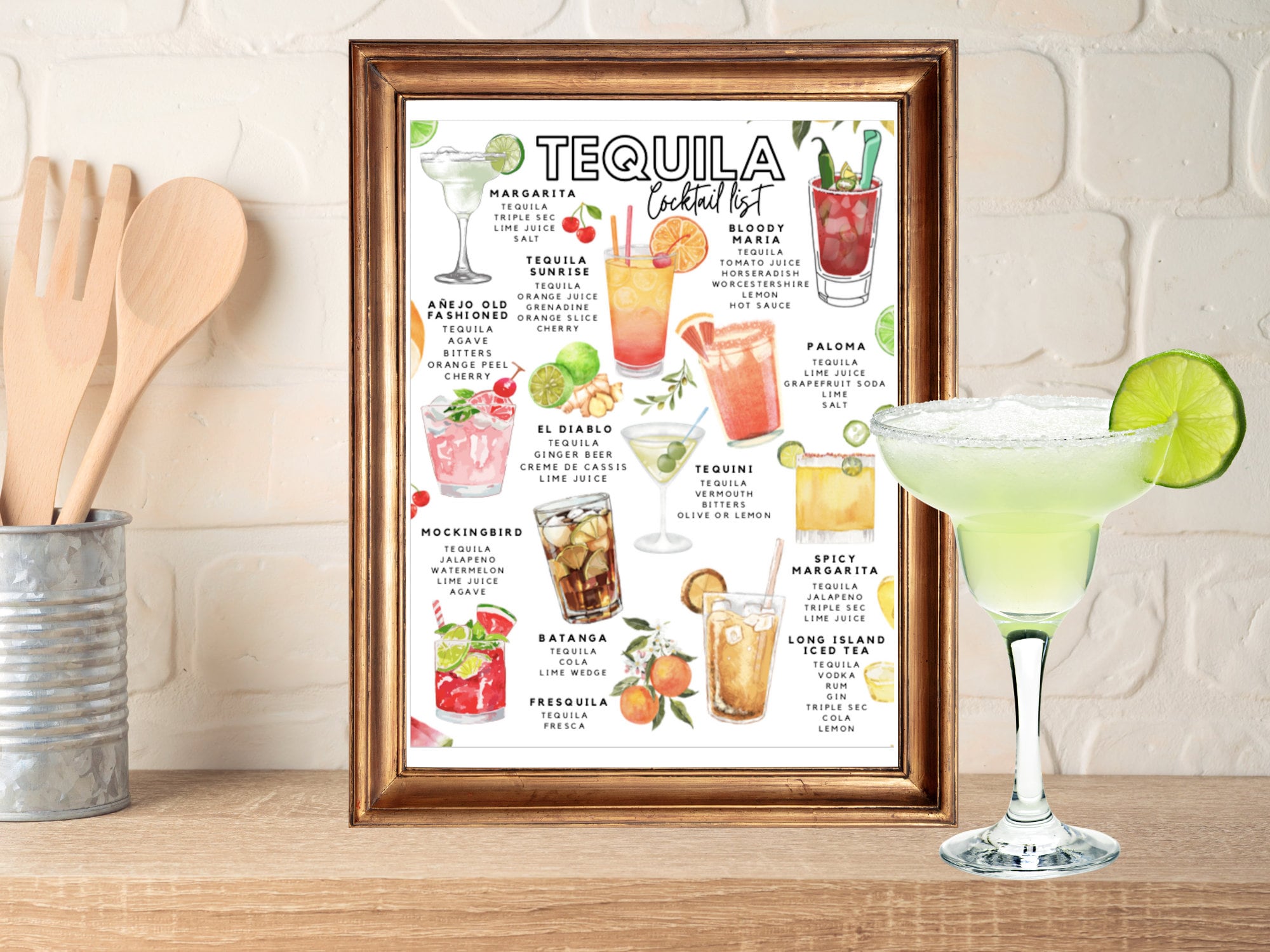 Printable Tequila Cocktail List | Tequila Drink Recipes - Etsy