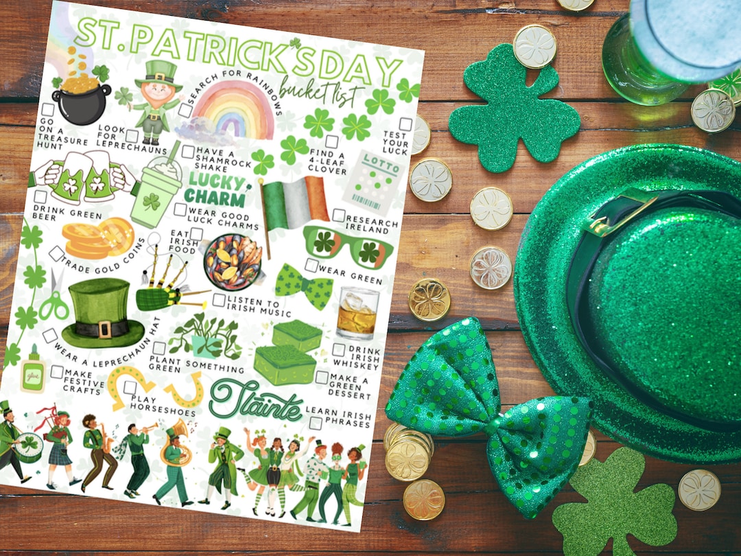 Printable St. Patrick's Day Bucket List | St. Patrick's Day To-do List ...