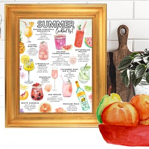 Printable Summer Cocktail List | Summer Drink Recipes - Etsy