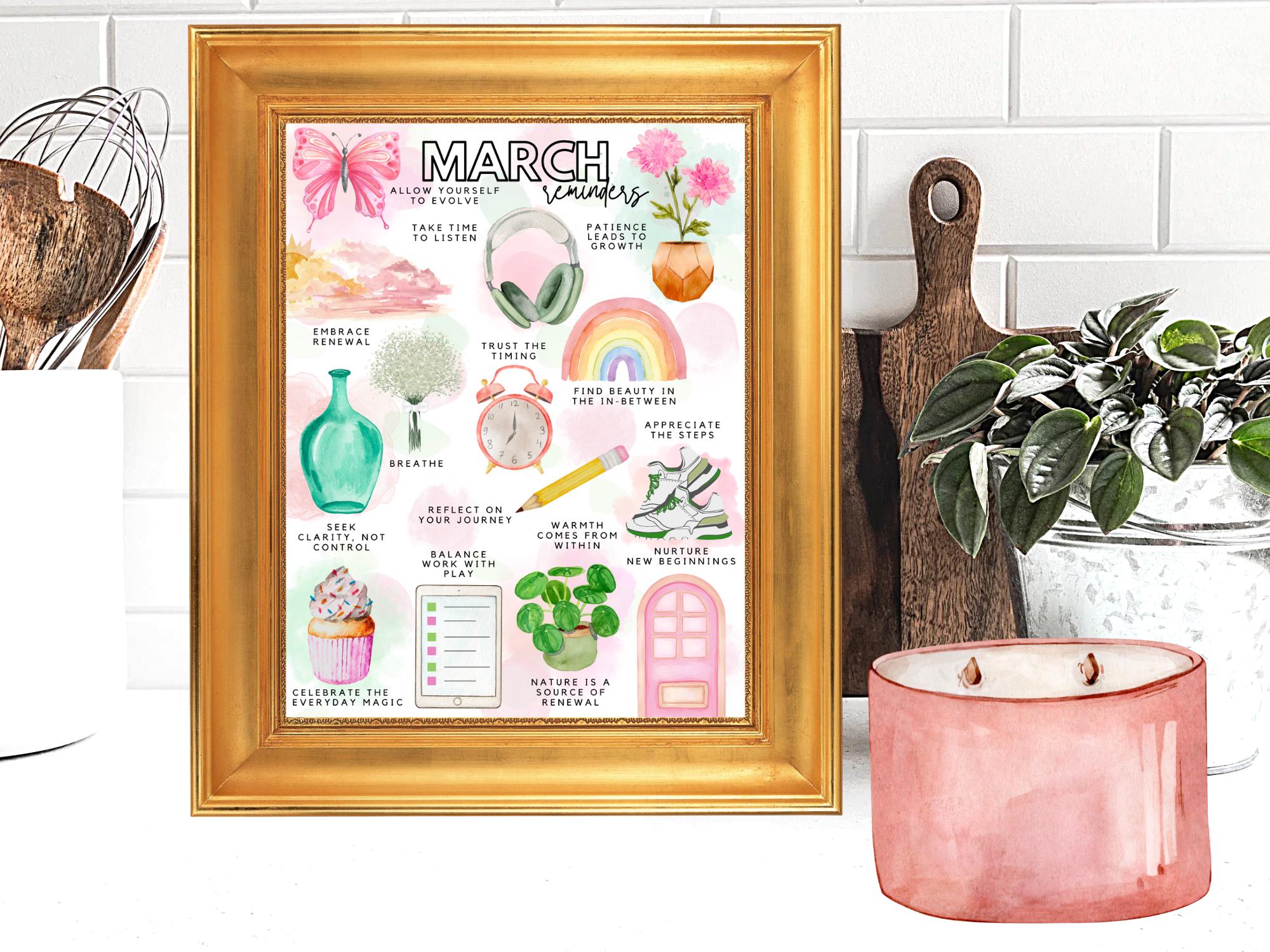 Printable March Reminders List | March Affirmations - Etsy