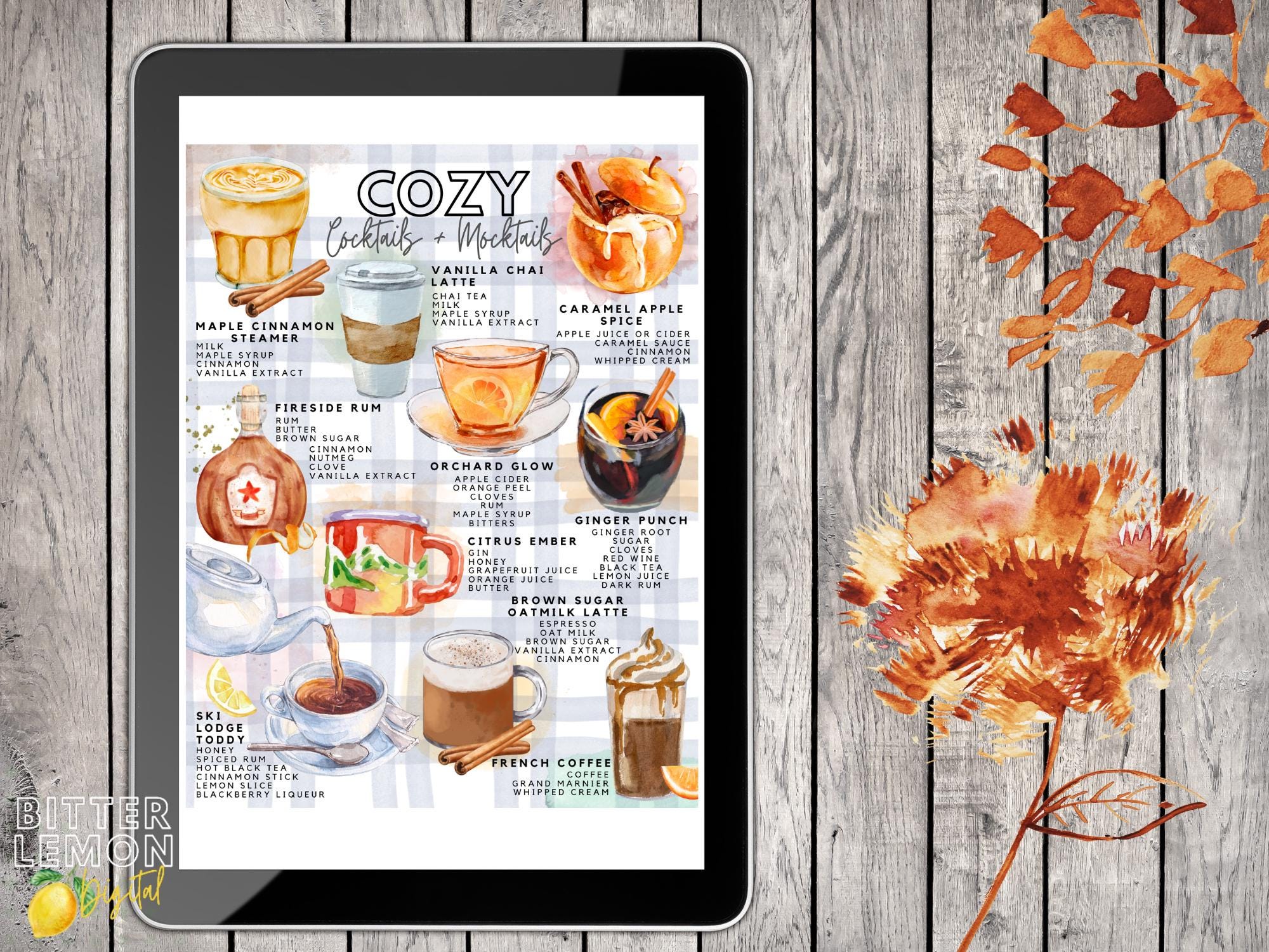 Printable Cozy Cocktail and Mocktail List | Hot Drink Recipes for Fall ...