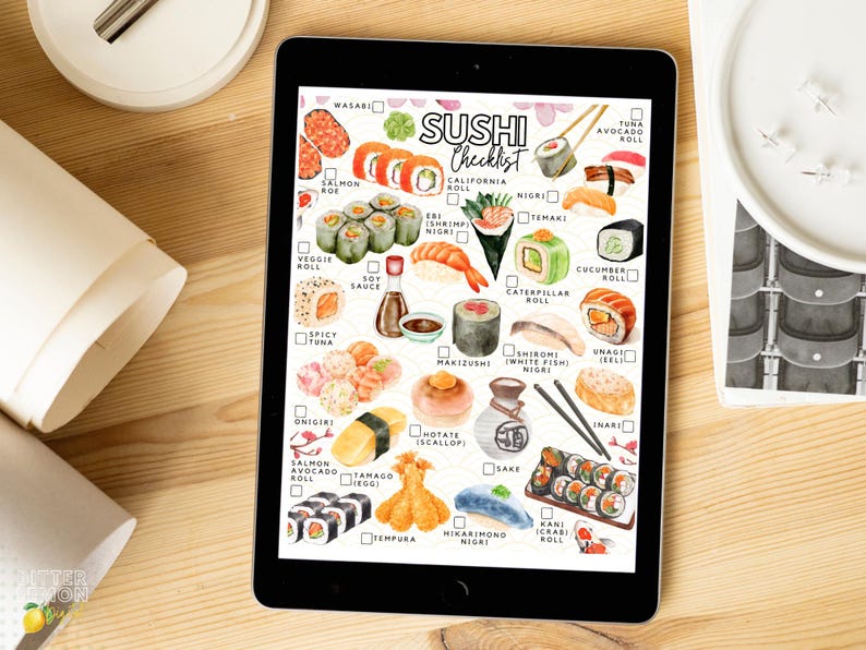 Printable Sushi Checklist | Japanese Cuisine To-eat List - Etsy
