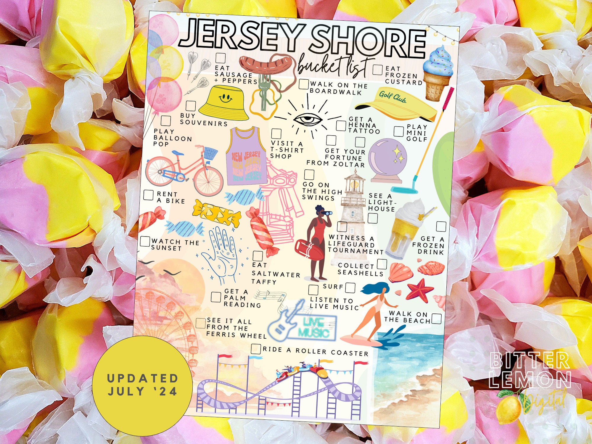 Printable Jersey Shore Bucket List | Seaside Heights To-do List - Etsy