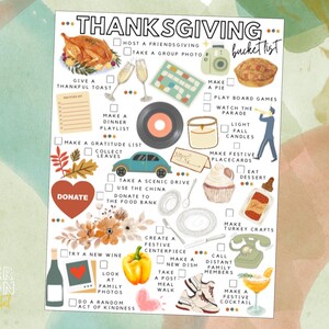 Printable Thanksgiving Bucket List: Holiday Activity Sheet (PDF) - Etsy