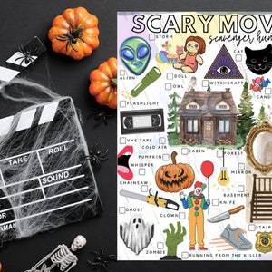 Printable Scary Movie Scavenger Hunt | Horror Movie Checklist - Etsy
