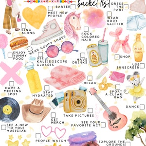 Printable Music Festival Bucket List | Music Festival Checklist - Etsy