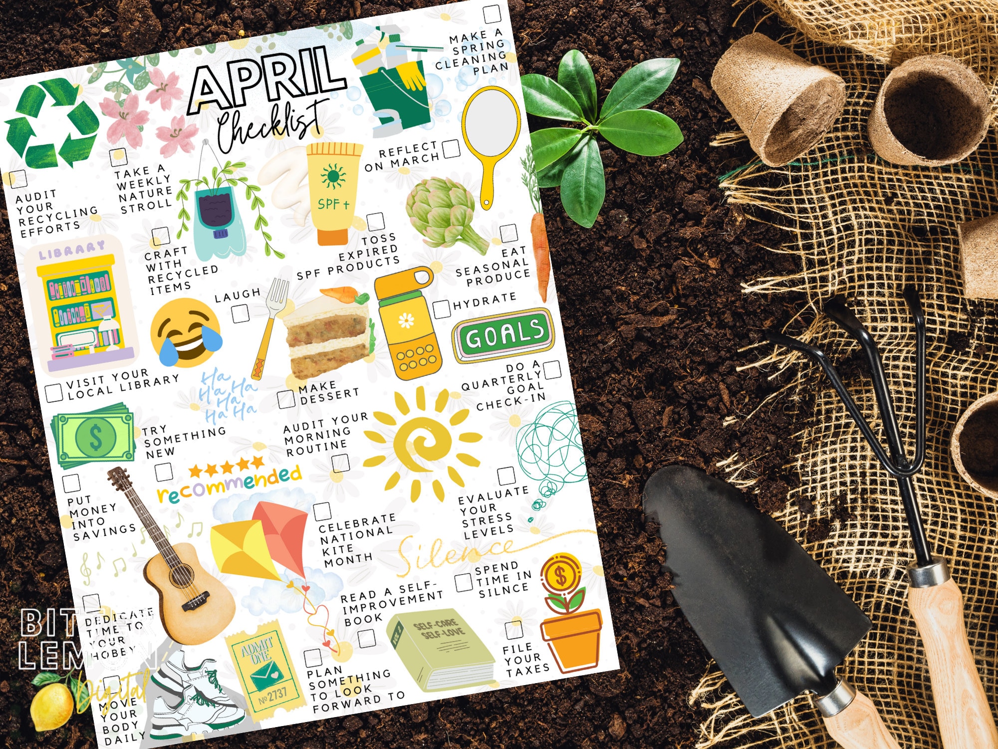 Printable April Checklist April Bucket List - Etsy