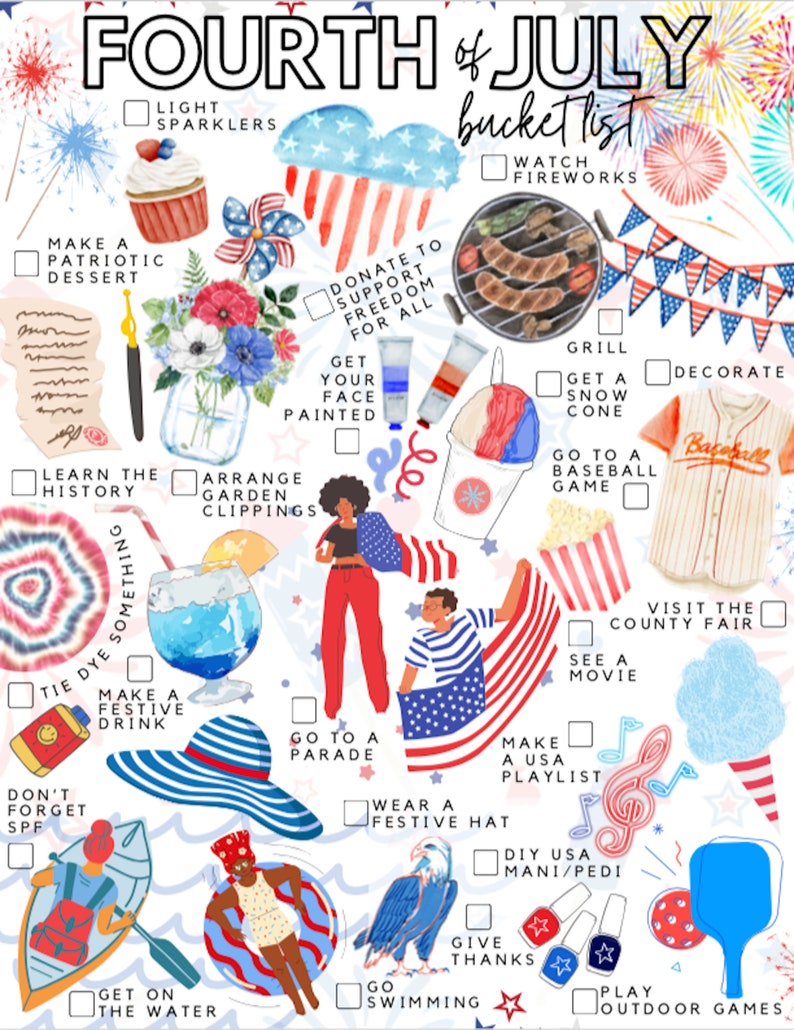 Fourth of July Bucket List: 20+ Festive Activities (PDF Download) - Etsy