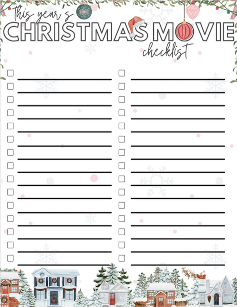 Christmas Movie Scavenger Hunt & Checklist (printable PDF) - Etsy