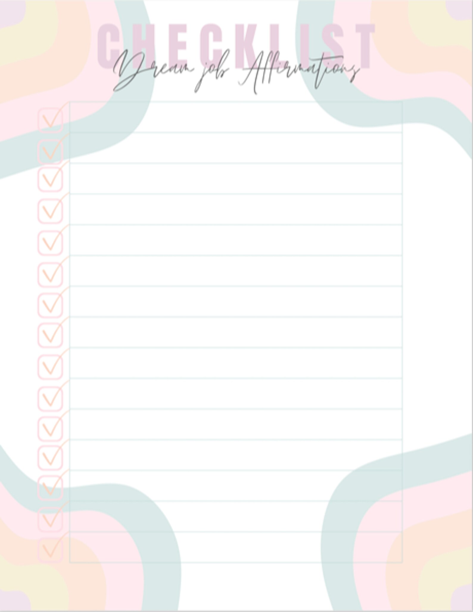 Printable Affirmations Checklist Journal Page for Dream Job - Etsy