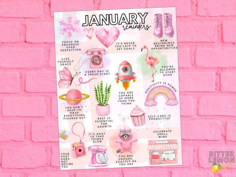 January Checklist Printable Bundle: Reminders, Bucket List (PDF) - Etsy