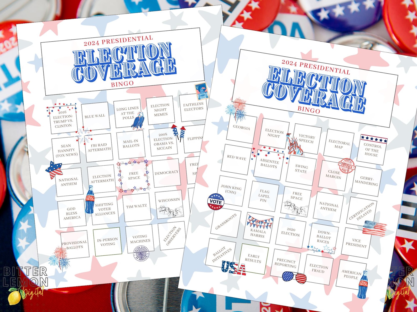 2024 Presidential Election Coverage Printable BINGO Pack of 20 ...