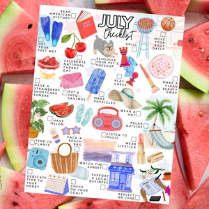 Printable July Checklist | July Bucket List - Etsy