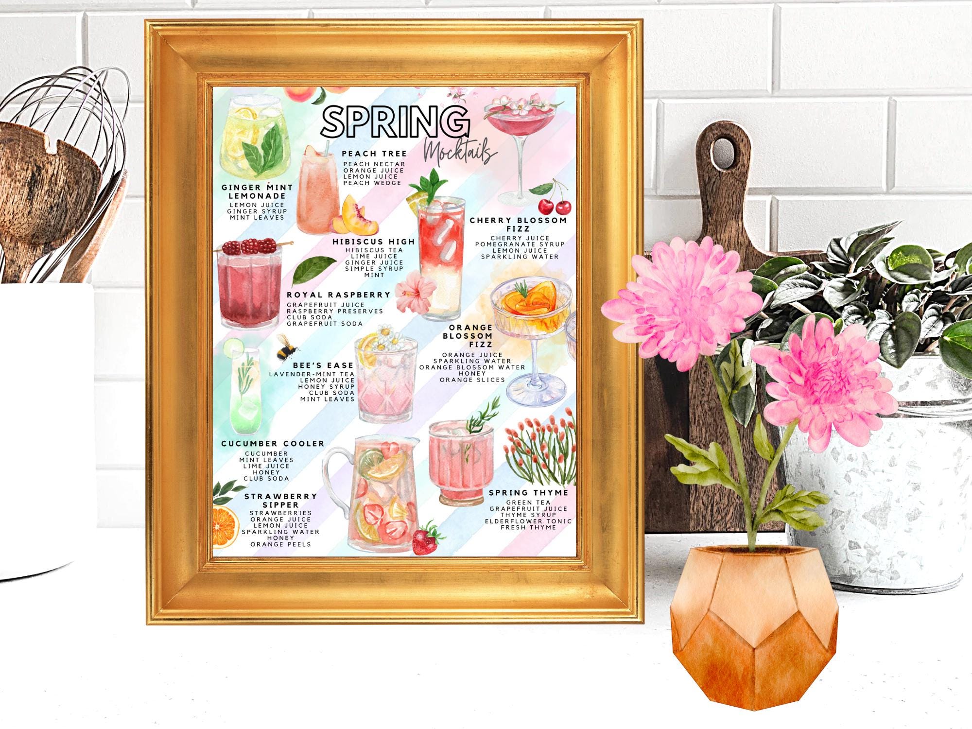 Printable Spring Mocktails List | Non Alcoholic Seasonal Drink Recipes ...