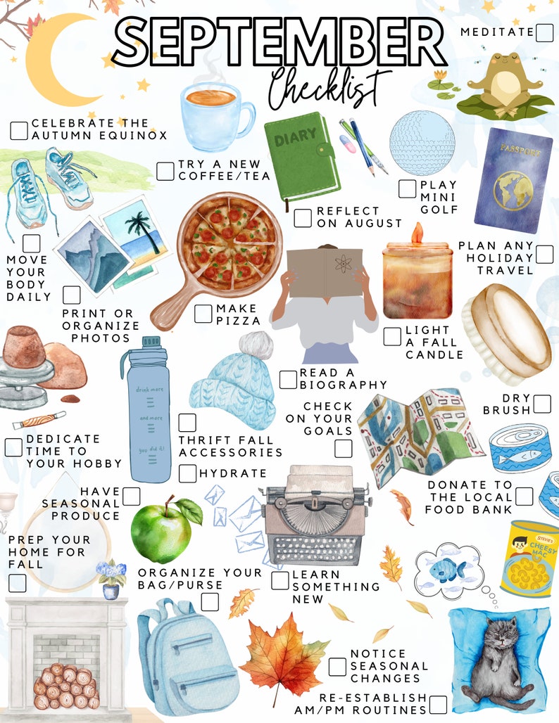 Printable September Checklist | September Bucket List - Etsy