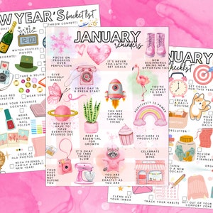 January Checklist Printable Bundle: Reminders, Bucket List (PDF) - Etsy