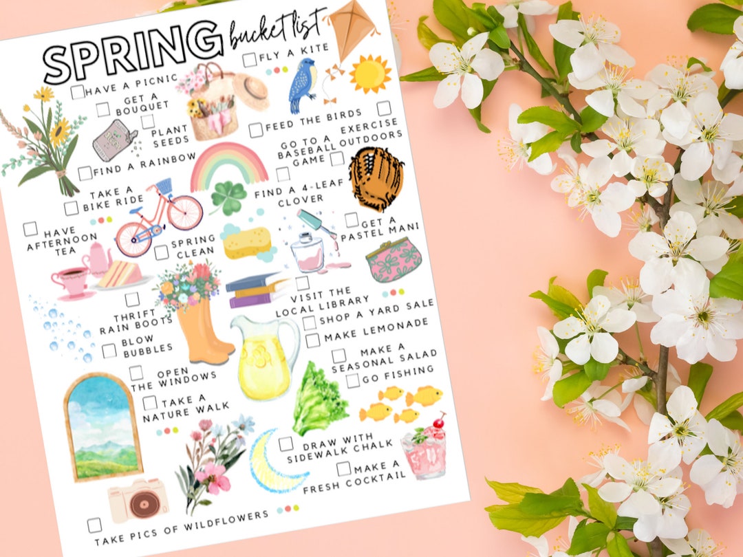 Printable Spring Bucket List | Spring To-do List - Etsy