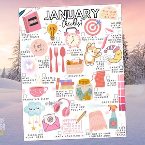 January Checklist Printable Bundle: Reminders, Bucket List (PDF) - Etsy