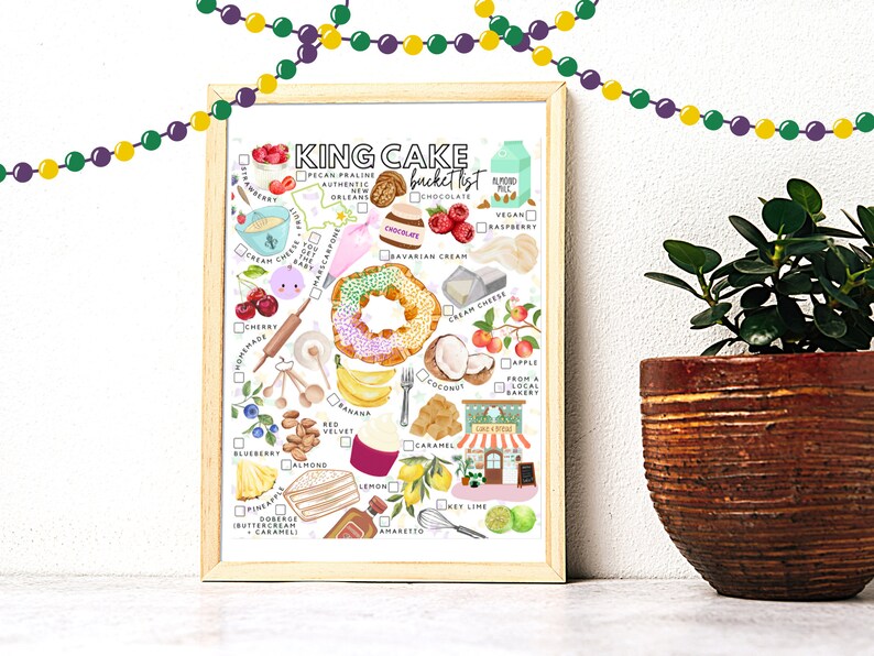 King Cake Bucket List Printable: Mardi Gras Foodie Checklist (PDF) - Etsy