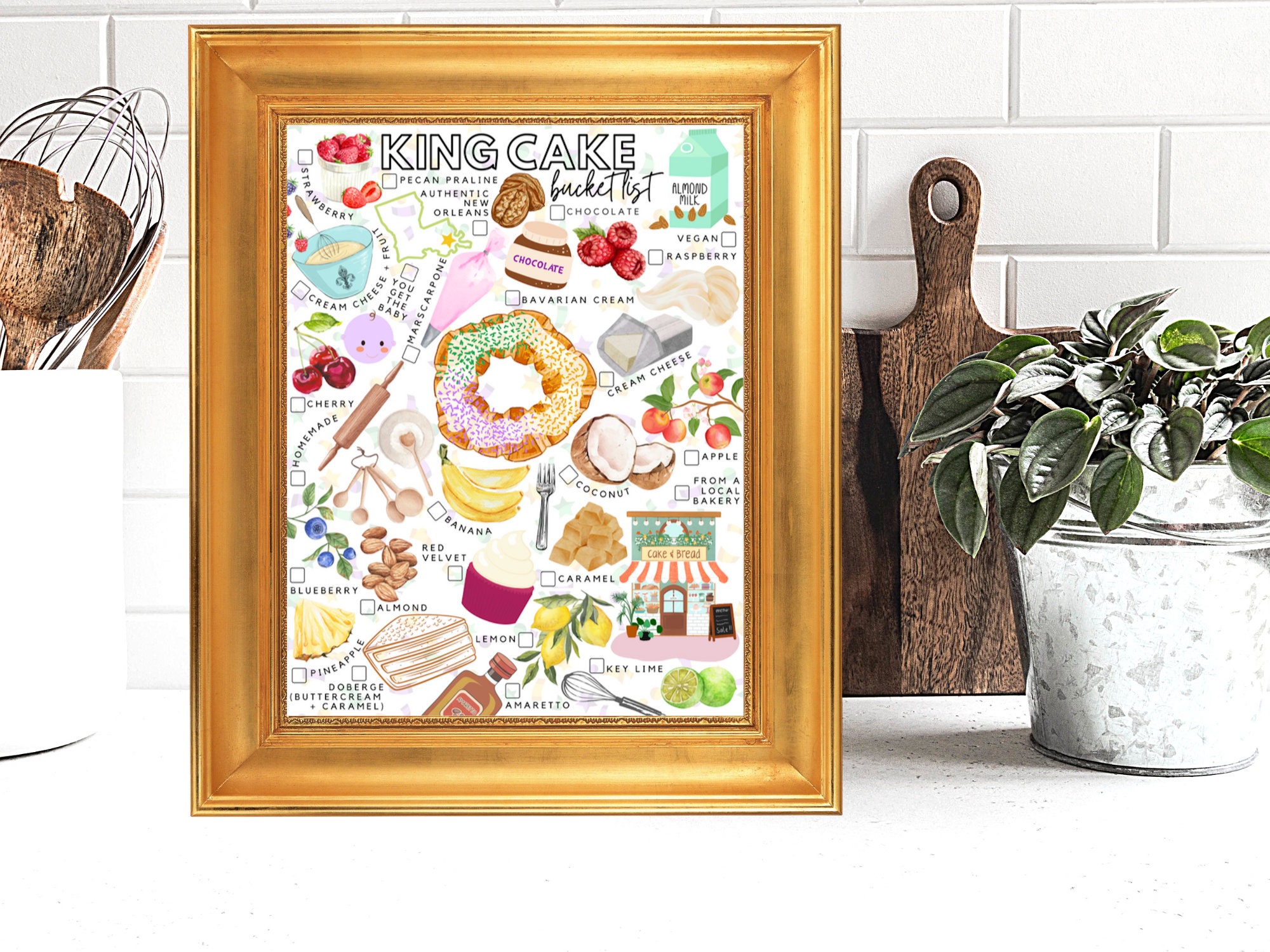 King Cake Bucket List Printable: Mardi Gras Foodie Checklist (PDF) - Etsy