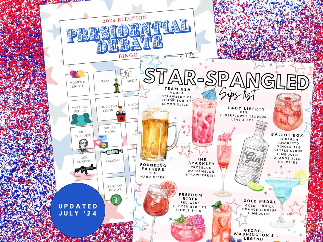 2024 Presidential Debate BINGO Card Set + Star Spangled Sips List - Etsy