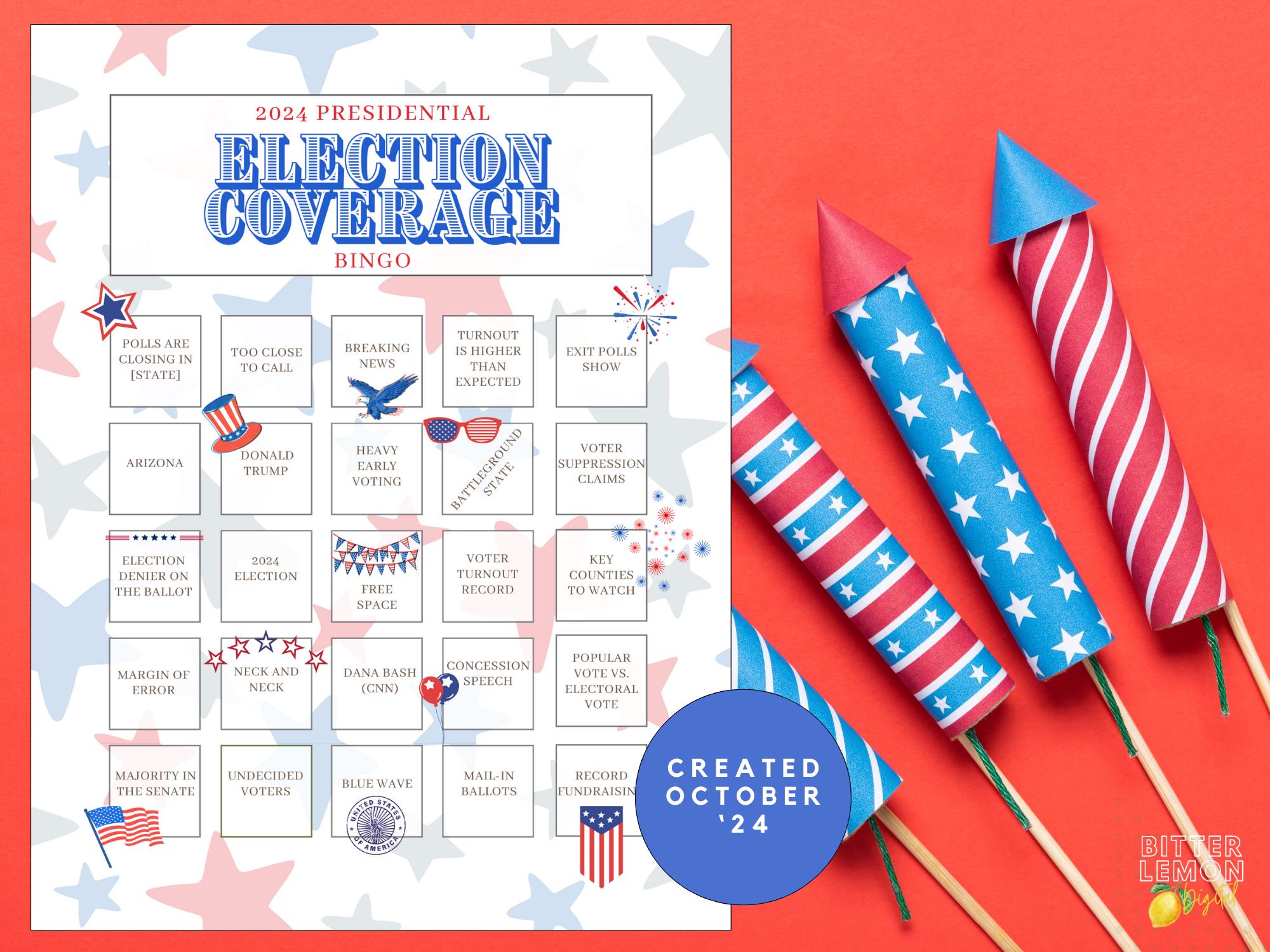 2024 Presidential Election Coverage Printable BINGO Pack of 20 ...