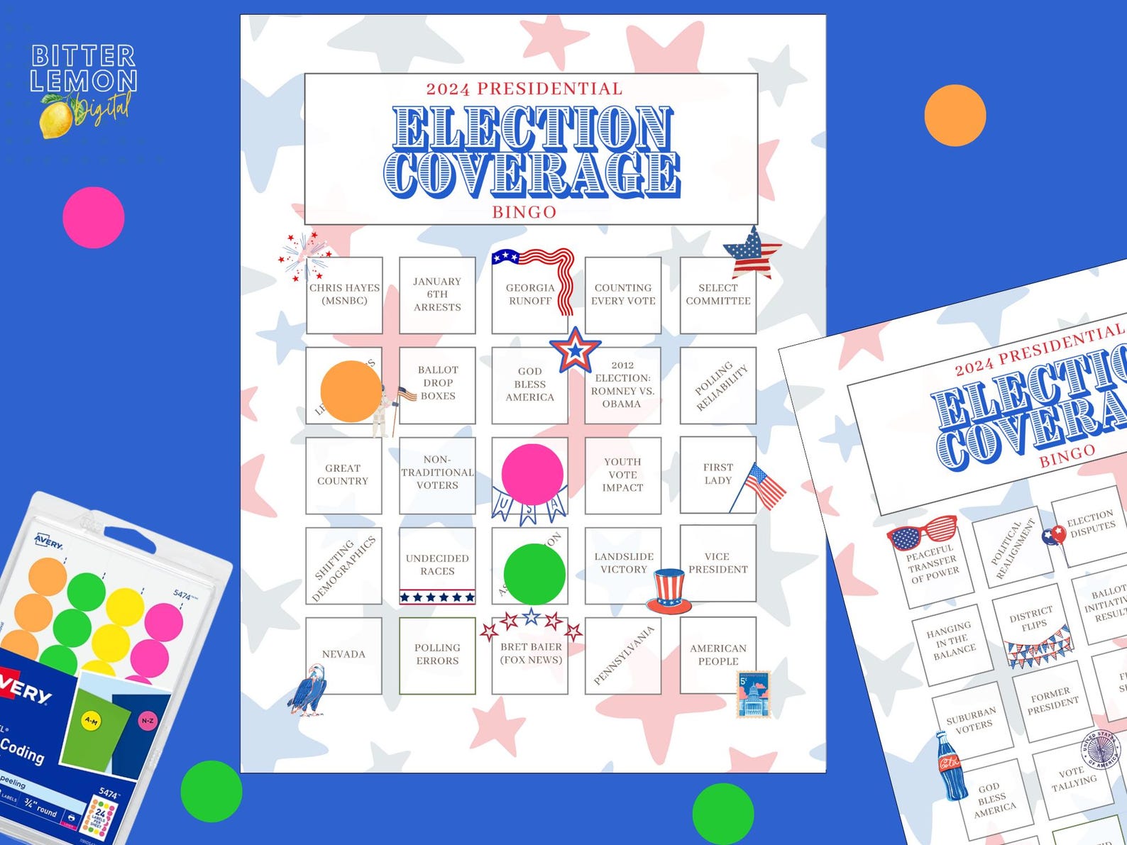 2024 Presidential Election Coverage Printable BINGO Pack of 20 ...