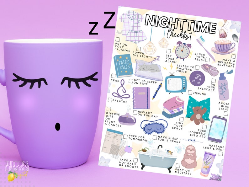 Printable Nighttime Checklist | Bedtime Routine To-do List - Etsy